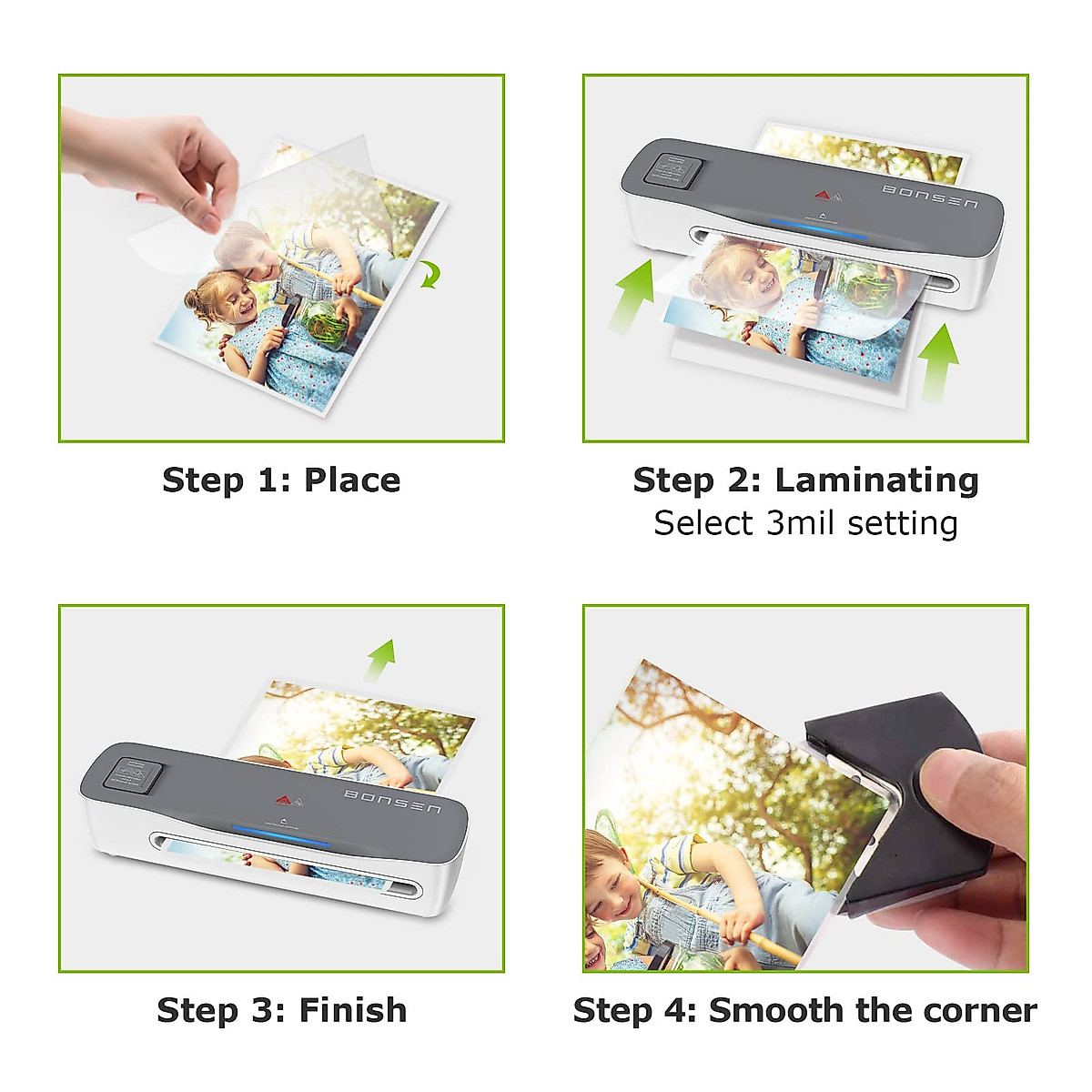 BONSEN A4 Laminating Pouches, 100-Pack, 9 x 11.5 Inches, 3-Mil, Gloss Laminator Pouches, Clear and Durable Laminating Pouches, Strong for Long Lasting Documents (LP3102)