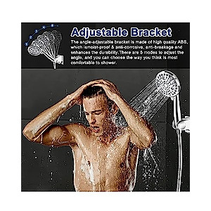 Detachable Shower head with Handheld Spray Combo, Apartment must haves High Pressure with Long Hose 10 Multifunctional Set Mode, Wall Installed Rain Showerhead, Adjustable Bracket Built-in Clean Jet
