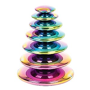 TickiT Sensory Reflective Buttons - Color Burst - Set of 7 - Ages 0m+ - Mirrored, Iridescent Discs for Babies and Toddlers - Sensory Stacking Toy