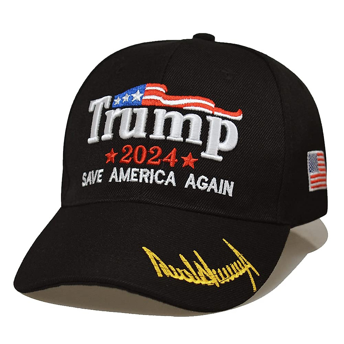 AYRXG 2024 Trump Hat Campaign Rally Save America Again Embroidered Adjustable Black Baseball Cap for Both Men and Women