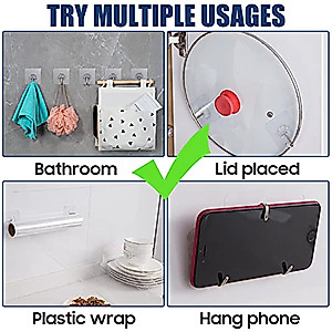 CTCK WINNING Adhesive Hooks Kitchen Wall Hooks- 20 Packs Heavy Duty 21lb(Max) Nail Free Sticky Hangers with Stainless Hooks Reusable Utility Towel Bath Ceiling Hooks Christmas Tree Hook