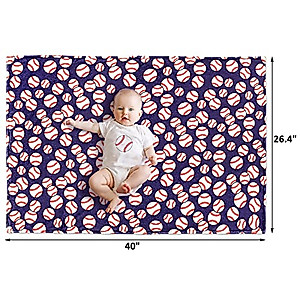 Baseball Baby Blanket for Boys Super Soft Fleece Minky Boy Blanket with Dotted Backing Double Layer Newborn Toddler Blankie for Nursery Stroller Crib Gift Ideas to Son Nephew Grandson 26.5*40 Inches