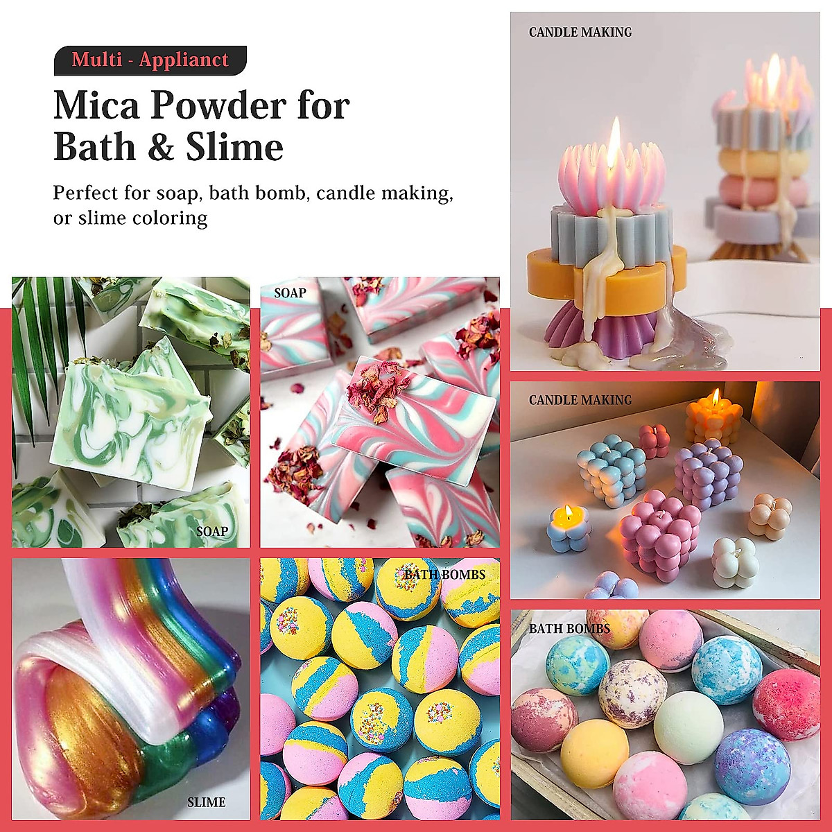 Mica Powder for Epoxy Resin - 30 Colors Pigment Powder Resin Dye, Natural Cosmetic Grade Glitter Colorant Pearlescent Powder for Paint, Soap Making, Nail Polish, Candle Making, Bath Bombs, Slime, 5g