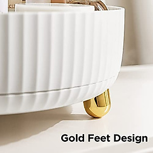 HBlife Makeup Organizer, 360 Degree Rotating Perfume Organizer, 11 Inches Large Capacity Lazy Susan for Bathroom Counter or Vanity (White, Large)