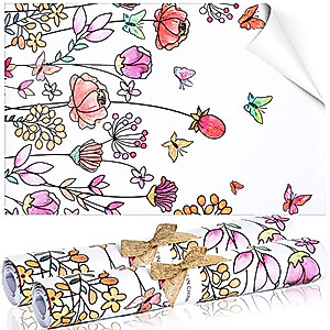 20 Sheets Drawer Liners for Dresser Linen Scented Non Adhesive Paper Fragrant Liners for Bathroom Kitchen Cabinet Shelf Closet, 14 x 19.5 Inches(Flower)