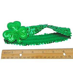 St Patrick's Shamrock Headbands Green Sequin Hair Band Glitter Clover Head Wear for Women Ladies Girls Paddy's Day Party Accessory Pack, Set of 2