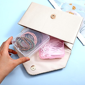 Thinp 3 Pcs Travel Qtips Case,Portable Travel Cotton Pad Holder Qtip Travel Case Travel Size Qtips Cosmetic Pad Container Cosmetic Sponge Storage Box with Transparent Lid for Cotton Rounds Swabs Floss