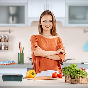 Hemoton Kitchen Utensil Holder Flatware Tray with Lids Plastic Cutlery Storage Box Kitchen Cutlery Utensil Drawer Organizer with Cover Silverware Countertop Storage Containers (Green)