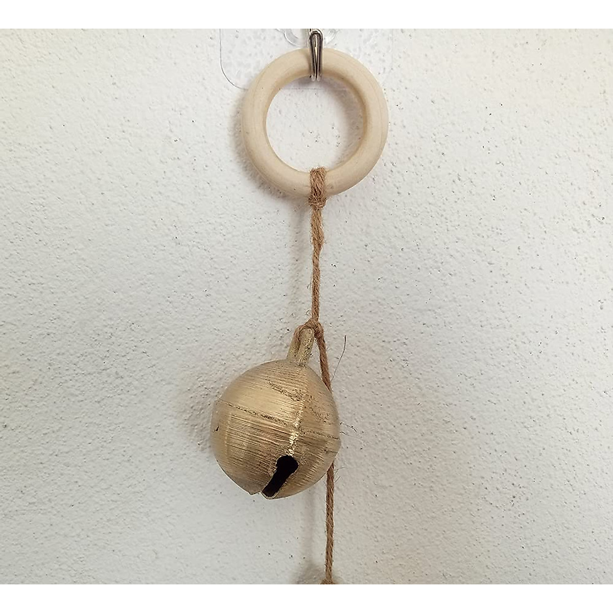Retro Copper Bell String Home Garden Decoration Hanging Bells Wooden Ring Twine Decoration (Style1)