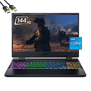 acer Nitro 5 Gaming Laptop, 15.6" FHD 144Hz IPS, 12th Gen Intel 12-Core i5-12500H, GeForce RTX 3060 140W, 16GB RAM, 1TB PCIe SSD+1TB HDD, VR Ready, TB4, WiFi6, 4-Zone RGB, SPS HDMI 2.1 Cable, Win 11