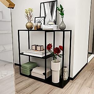 HDANI Console Table, Narrow Entryway Table, 3 Tier Metal Hallway Table, 9.8''Dx31.5''Wx29.7''H(Black)