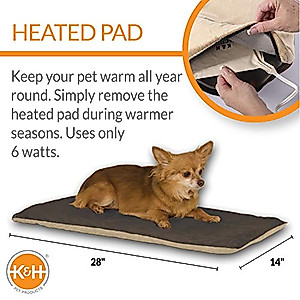 K&H Pet Products Thermo-Pet Mat Reversible Heated Pet Bed Mocha 14 X 28 Inches