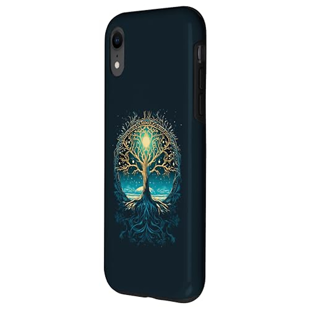 iPhone XR Odin Tree of Life Viking Valhalla Pagan Blue and Yellow Case