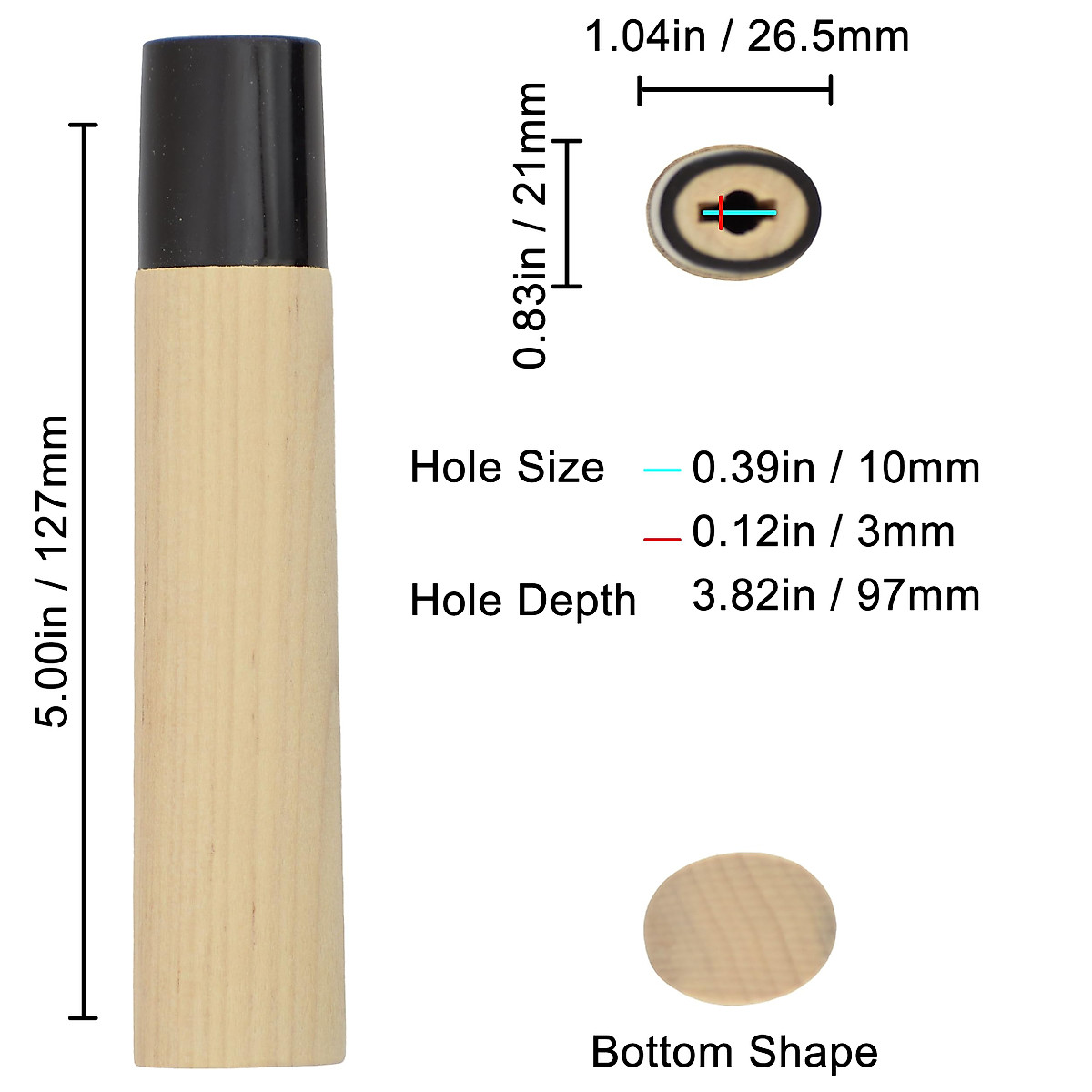 Knife Handle Japanese Chef Knife Repair Handle Knife Natural Wood Handle Replacement Nakiri Deba Yanagiba (Nakiri-1)