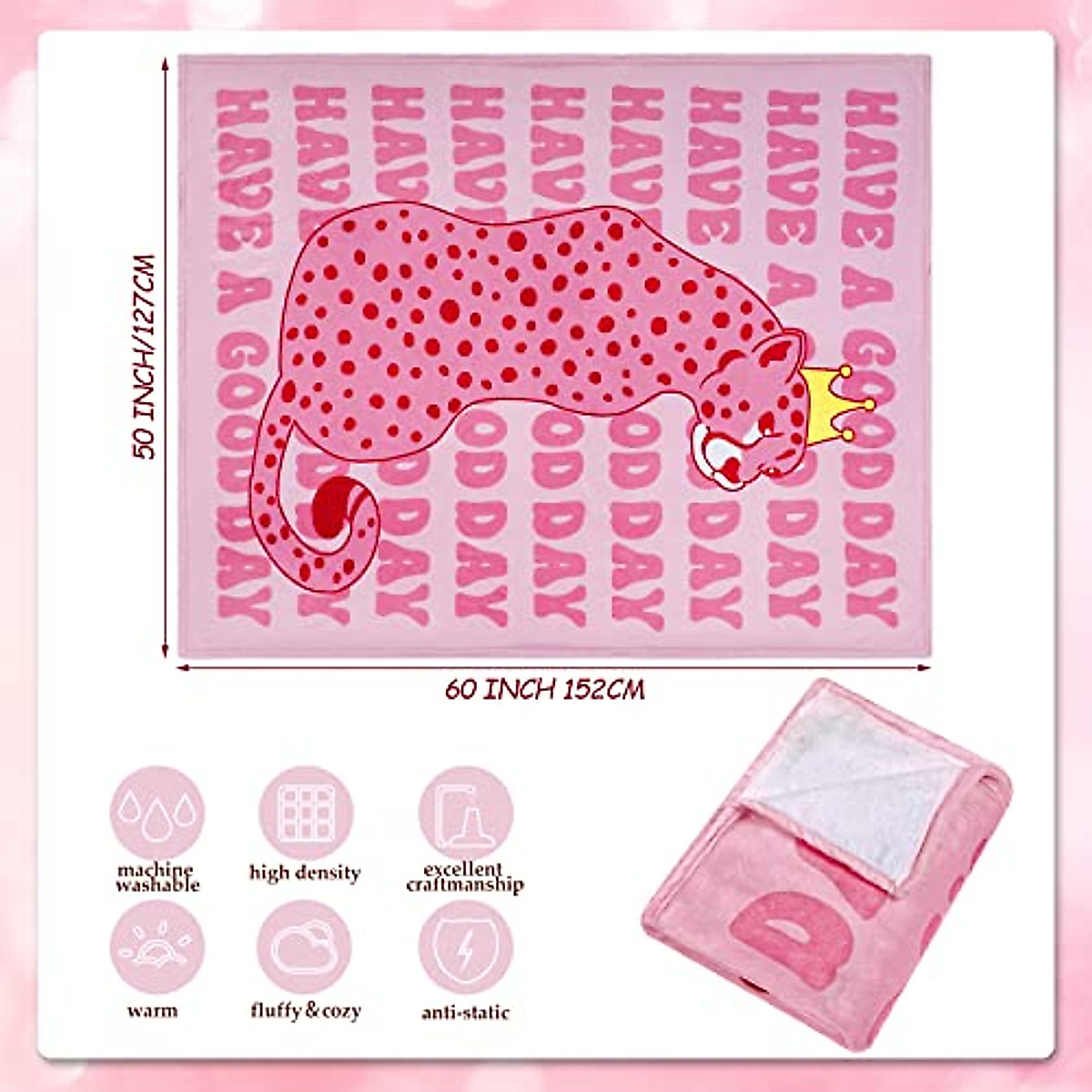 Pink Room Aesthetic Blanket Preppy Room Blanket Decor Ultra Soft Throw Blanket for Teen Girls Bedroom Women Girl Bedding Sofa Decor