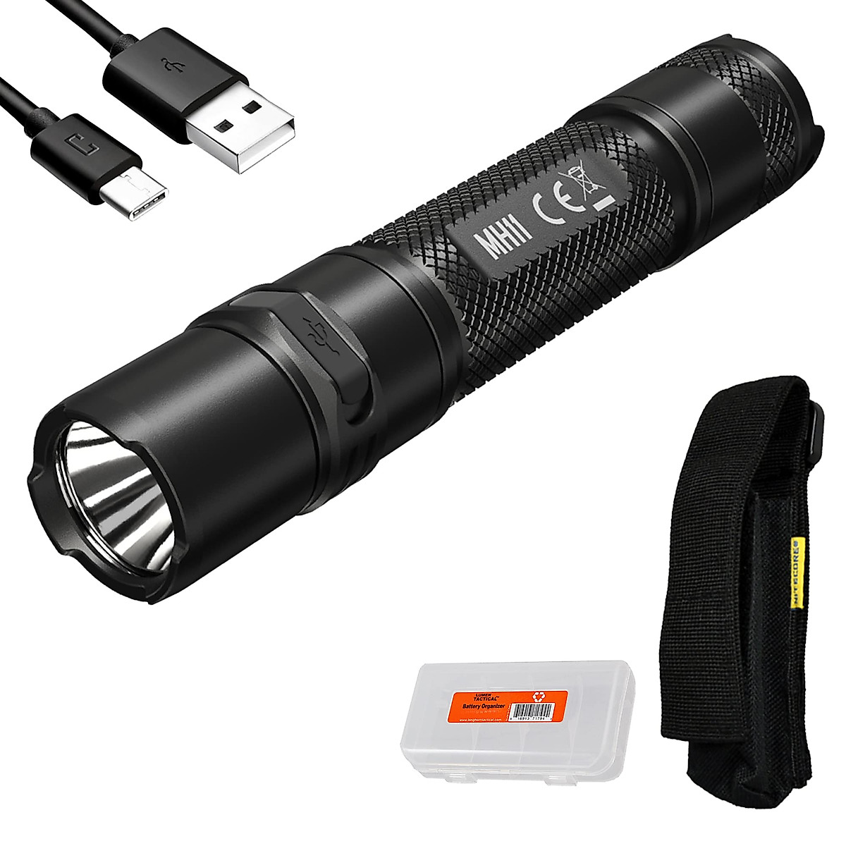 Nitecore MH11 Rechargeable Flashlight, 1000 Lumen LED EDC Compact Pocket Light with LumenTac Organizer