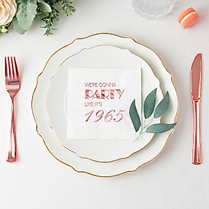 Crisky 60th Birthday Cocktail Napkins Rose Gold for Women 60th Birthday Party Decorations for Cake Dessert Berverage Table, 60th Birthday Party Supplies,50 Pcs Disposable Napkins, 3-Ply