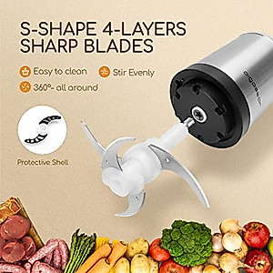 Aigostar 8-Cup Food Processor, Electric Food Chopper with 1.8L Stainless Steel Bowl for Garlic, Meat, Vegetables, Fruits and Nuts, Onion Chopper for Dicing, Mincing, and Puree, 300W(1)