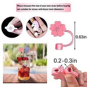Silicone Straw Tips Cover 8 Pack Reusable Cute Straw Plugs Drinking Straw Tips Lids Anti-dust Silicone Straw Caps for 6-8 mm Straws Airtight Seal Splash Proof Straw Tips Covers (Flower style)