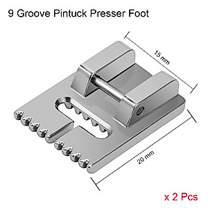 6Pack Twin Needle Double Needle with 2 PCS 9 Groove Pintuck Presser Foot 3 Size 2/90 3/90 4/90 by HOWRIN