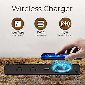 Rolanstar End Table with Wireless Charging Station, Nightstand with Power Outlet & USB Ports, Farmhouse Side Table with Drawer Storage Shelf for Living Room, Bedroom, Rustic Brown