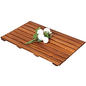 VaeFae Teak Shower Mat, Non-Slip Bath Mat, Luxury Spa Mat, Wooden Mat for Bathtub (Large)