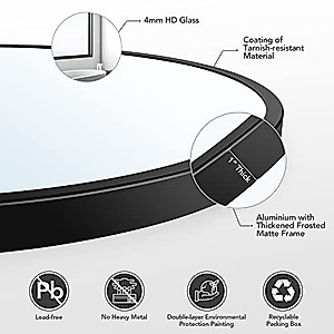 Catollova Black Round Wall Mirror 30 Inch, Bathroom Mirror with Black Metal Frame, Circle Wall Mirror for Vanity, Entryway, Living Room, Home Decor