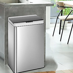 NiamVelo 13 Gallon Automatic Kitchen Trash Can with Motion-Sensing Lid,Plastic Bathroom Trash Can, Touchless High-Capacity Garbage Can Rectangular Trash Can with Lid (Grey)