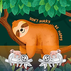 925 Sterling Silver Animals Earrings Hypoallergenic Stud Earrings Cute Animal Jewelry Unique Gifts for Women (Sloth Stud)