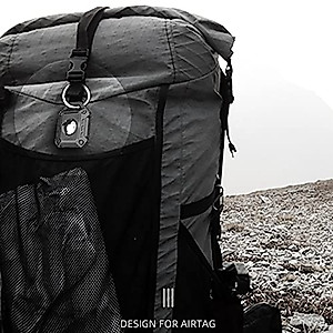 [2 Pack] LUSTAM Airtag Keychain Holder Case with Key Ring Loop, Polycarbonate Fullbody Shockproof Drop Proof Rugged Protector Hard Case for Apple Air Tag Finder - Black