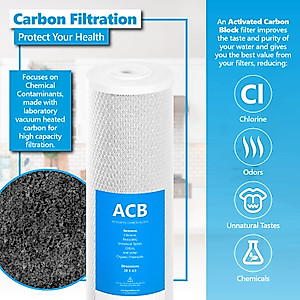 Express Water Whole House 3 Stage Heavy Metal and Anti Scale Water Filter Set - Polyphosphate, Carbon Block, KDF High Capacity Cartridge Filters - 5 Micron 4.5” x 20” inch