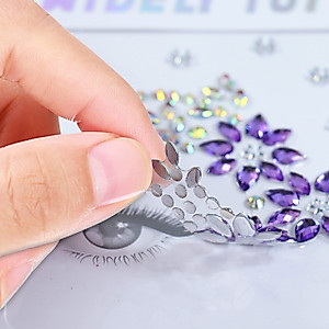 Face Jewels-6Sheets Face Gems Stick On+10g Chunky Glitter, Face Jewelry Rhinestones Crystals Stickers-Fairy Euphoria Eye Body Makeup Rave Clothes Festival Outfit Accessories Teen Girl Gifts