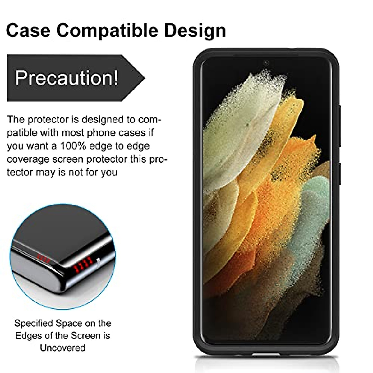 Ni-SHEN 3 Pack【Auto Alignment】 S21 Ultra Glass Screen Protector 3D Curved Tempered Glass Shield Support Fingerprint Unlocking, Scratch & Impact Protection, Full HD Clear & Smooth Touch (transparent)