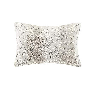 Madison Park Zuri Soft Plush Comforter Set, Faux Fur Animal Stripes Design, Faux Mink On The Reverse, Modern All Season Bedding Set with Matching Sham, King, Snow Leopard 4 Piece