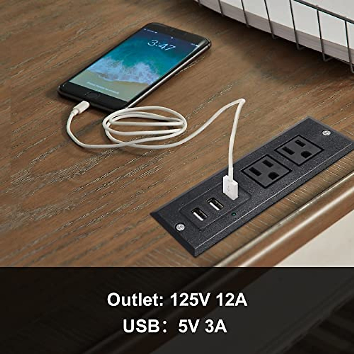 Desk Power Strip with USB Recessed Mounted Desktop Power Outlet 2 ...