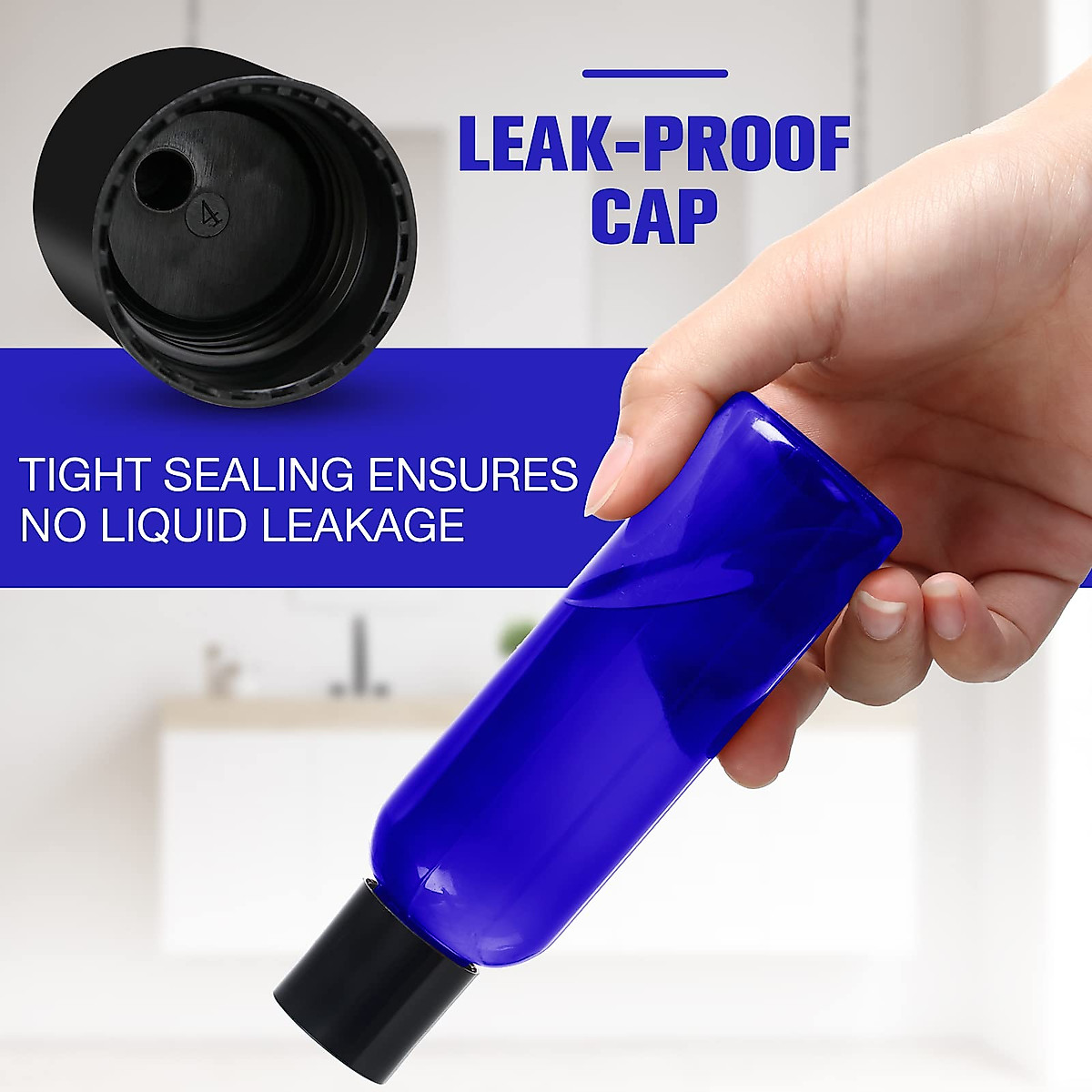 50pcs 4oz Empty Plastic Travel Bottles with Disc Top Flip Cap Small Travel Size Bottles Blue Plastic Bottles Refillable Empty Containers for Shampoo Lotion Liquid Body Soap Cream Toiletries