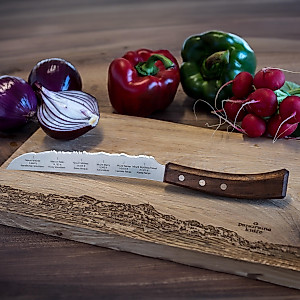 PanoramaKnife Kitchen Knife – Swiss Made – Peaks of USA – Mountain Ranges Resembled in Blade - Surgical Stainless Steel + Walnut Wood –– 10in – Best Cooking Knife – Great Gift for Outdoor Enthusiasts