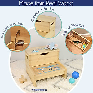 Wood Storage Natural Step Stool - Peacock