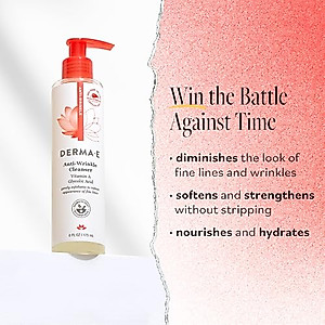 Derma E Anti-Wrinkle Cleanser – Anti-Aging Face Wash with Glycolic Acid and Vitamin A – Gentle Cleansing and Exfoliating Facial Wash Removes Makeup, Oil and Impurities, 6 oz