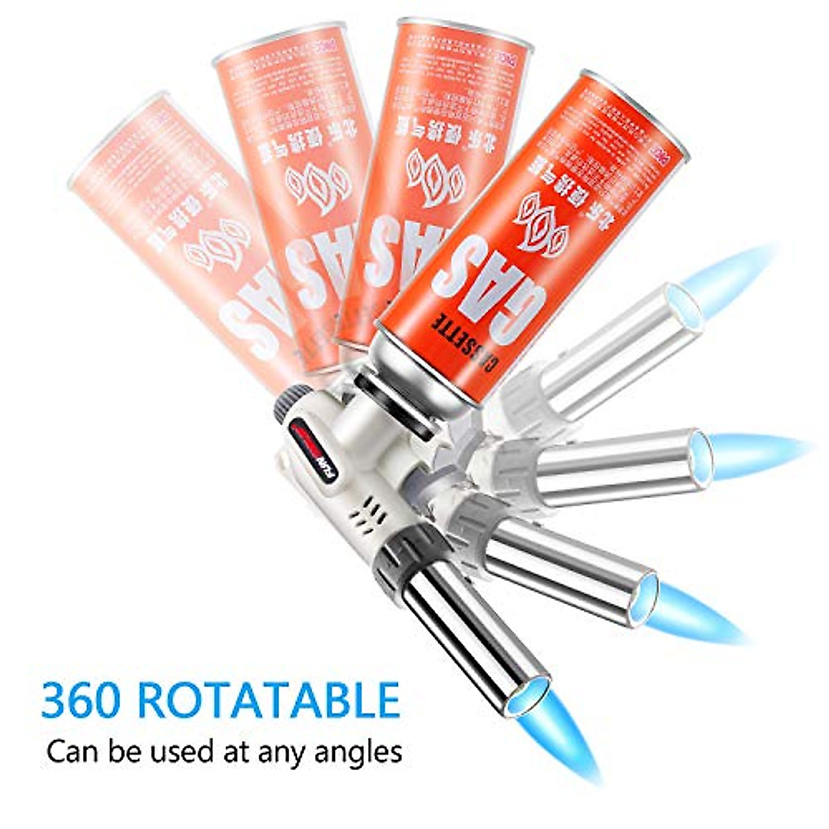 Butane Torch Kitchen Blow Lighter, Culinary Torches Head Professional Chef Cooking Adjustable Flame For Sous Vide, Creme Brulee, Baking, BBQ (Butane Gas Not Included)