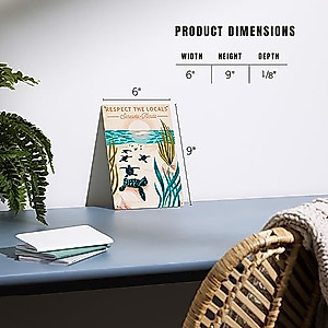 Lantern Press 6x9 Inch Wood Sign, Ready to Hang Wall Decor, Sarasota, Florida, Turtle, Respect the Locals