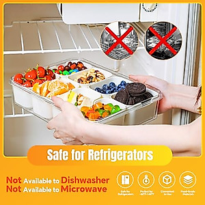 Divided Serving Tray with Lid 10 Forks 8 Compartment Snack Container Snackle Box Containers,Organizer Portable Handle for Parties, Fruits, Nuts, Outdoor Picnics (Style 1 with Animal Forks)