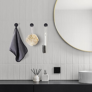 2 Pack Bathroom Wall Towel Hooks - Super Strong Stainless Steel, Supports up to 12LB, Wall Coat Hooks for Kitchen, Adhesive Door Holder Hanger Shower Accessories, Matte Black Heavy Duty