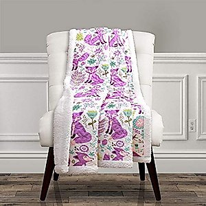 Lush Decor Pixie Fox Sherpa Throw, 60" x 50", Purple and Pink