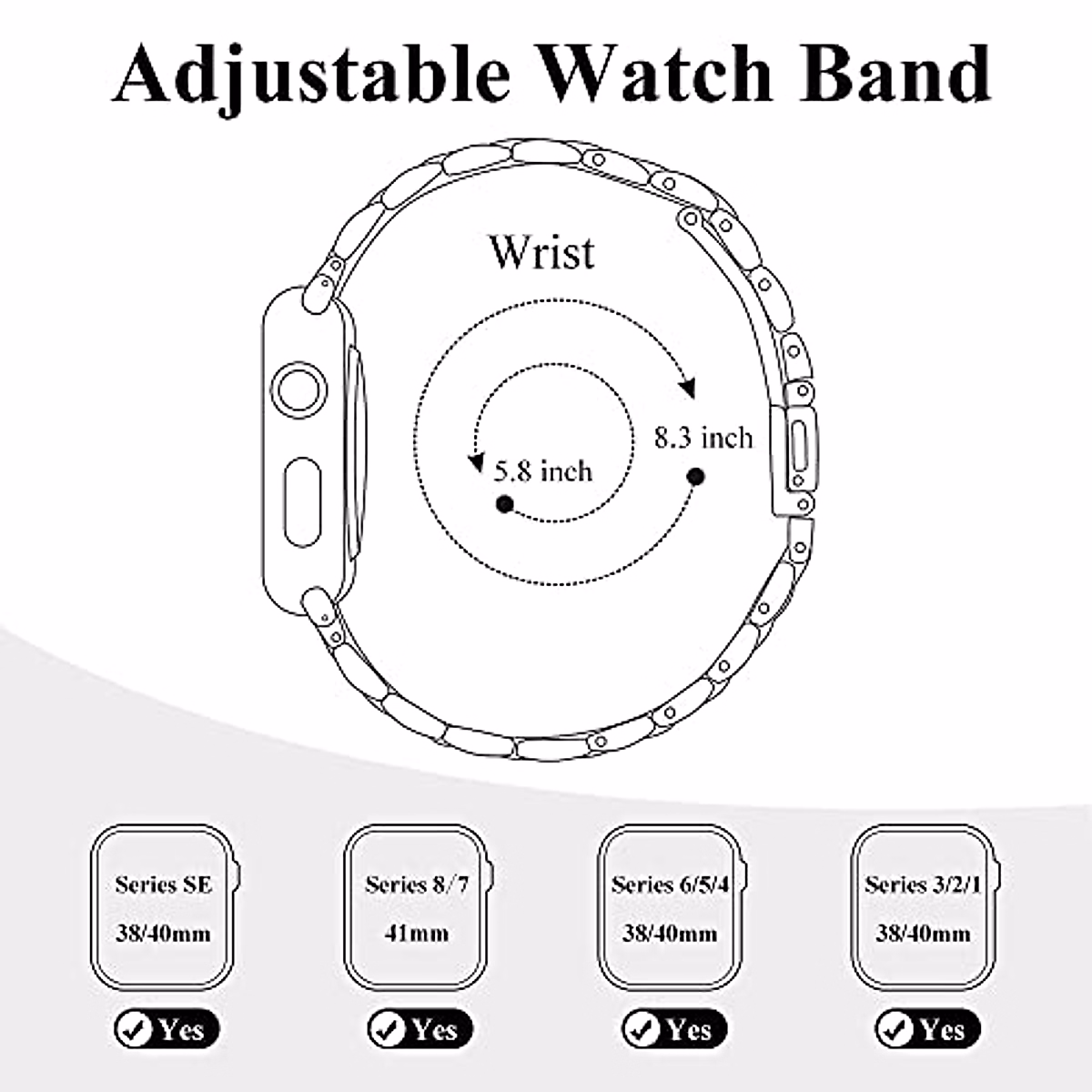 CSJCUBIC Metal band Compatible with Apple Watch Band 38mm 40mm 41mm 42mm 44mm 45mm for women, Slim and Thin Stainless Steel Replacement Adjustable Wristband for iWatch Series 8/7/6/5/4/3/2/1/SE (Gold, 38mm/40mm/41mm)