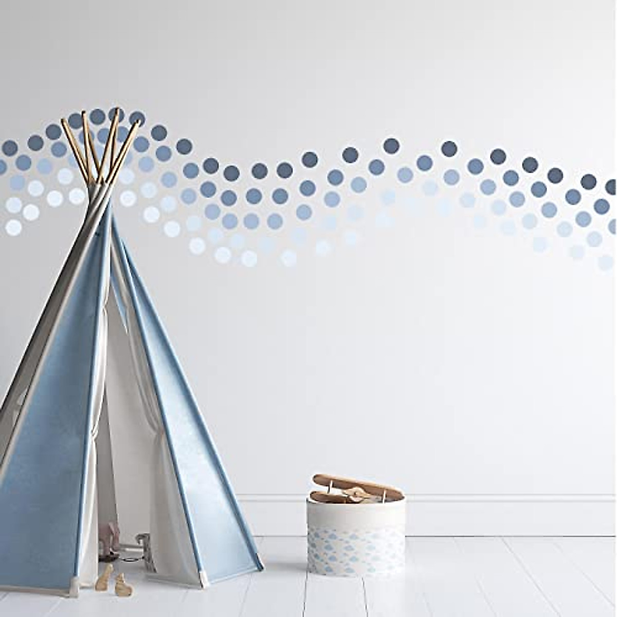 Blue Polka Dot Wall Decals - 150 2-inch Blue boho rainbow wall decal dots for wall | removable wall stickers boho nursery decor boy or girl | polka dot classroom decor vinyl wall decal dots | boho wall decals peel and stick blue rainbow dot stickers