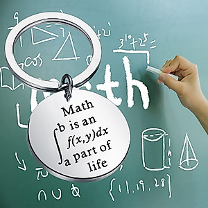 Gzrlyf Math is an Integral Part of Life Funny Math Keychain Math Teacher Gifts Math Geek Gifts Math Student Gifts (Round Keychain)