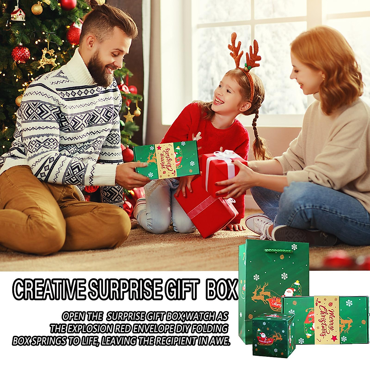 Surprise Gift Box, 2024 Surprise Gift Box Explosion, Surprise Box Gift Box for Money, Surprise Box, Surprise Gift Box Explosion for Money,Surprise Box Gift Box for Creative Gift(Green)