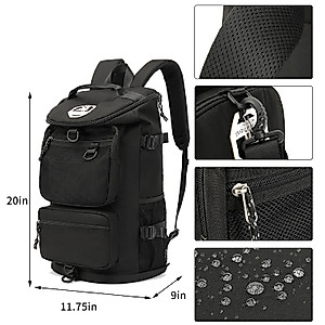 Gym Duffle Bag Backpack 4-Way Waterproof with Shoes Compartment for travel Sport Hiking laptop (Black)