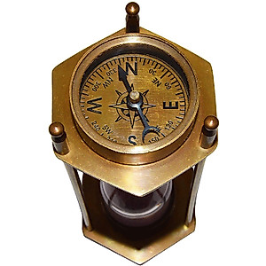 Antique Brass 5 inches Sand Timer, 5.75'' Brass Pirate Hourglass.